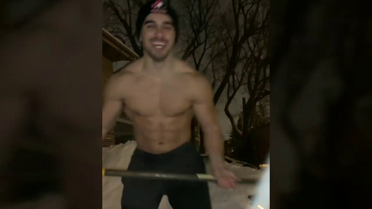 Shoveling Snow Shirtless in Canada