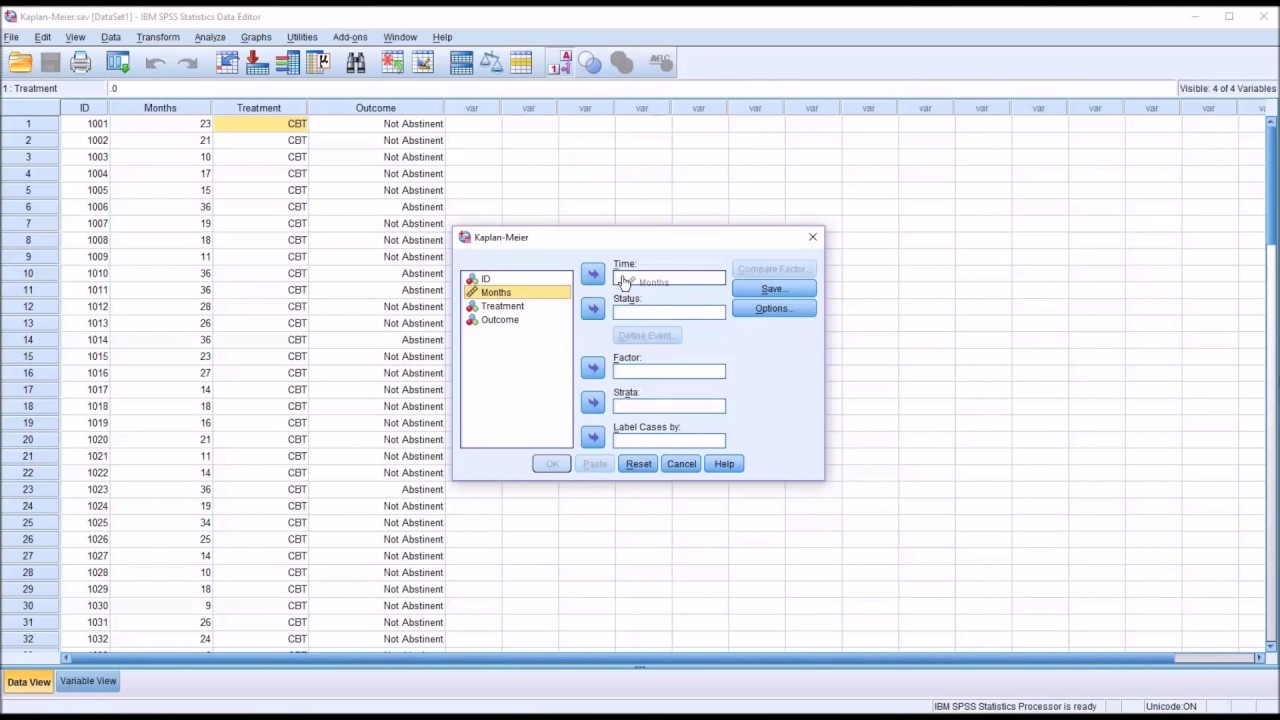 Kaplan-Meier Procedure (Survival Analysis) in SPSS