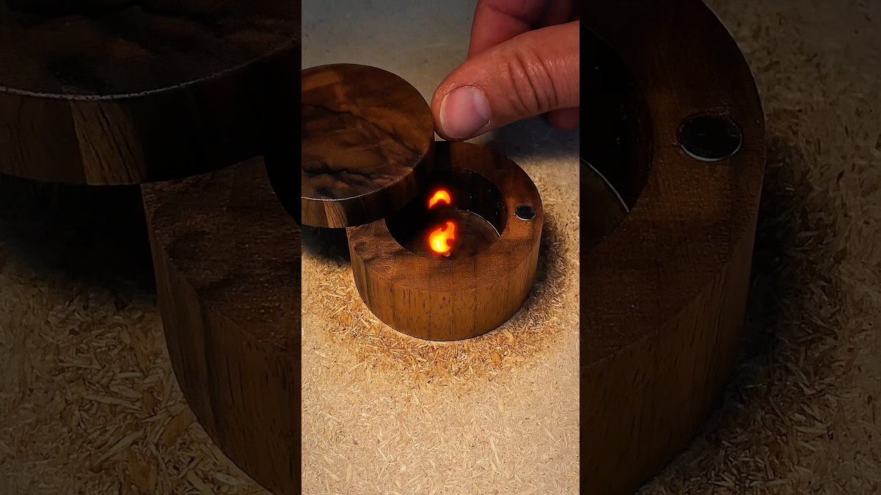 — The lid slides aside — magic inside #woodworking