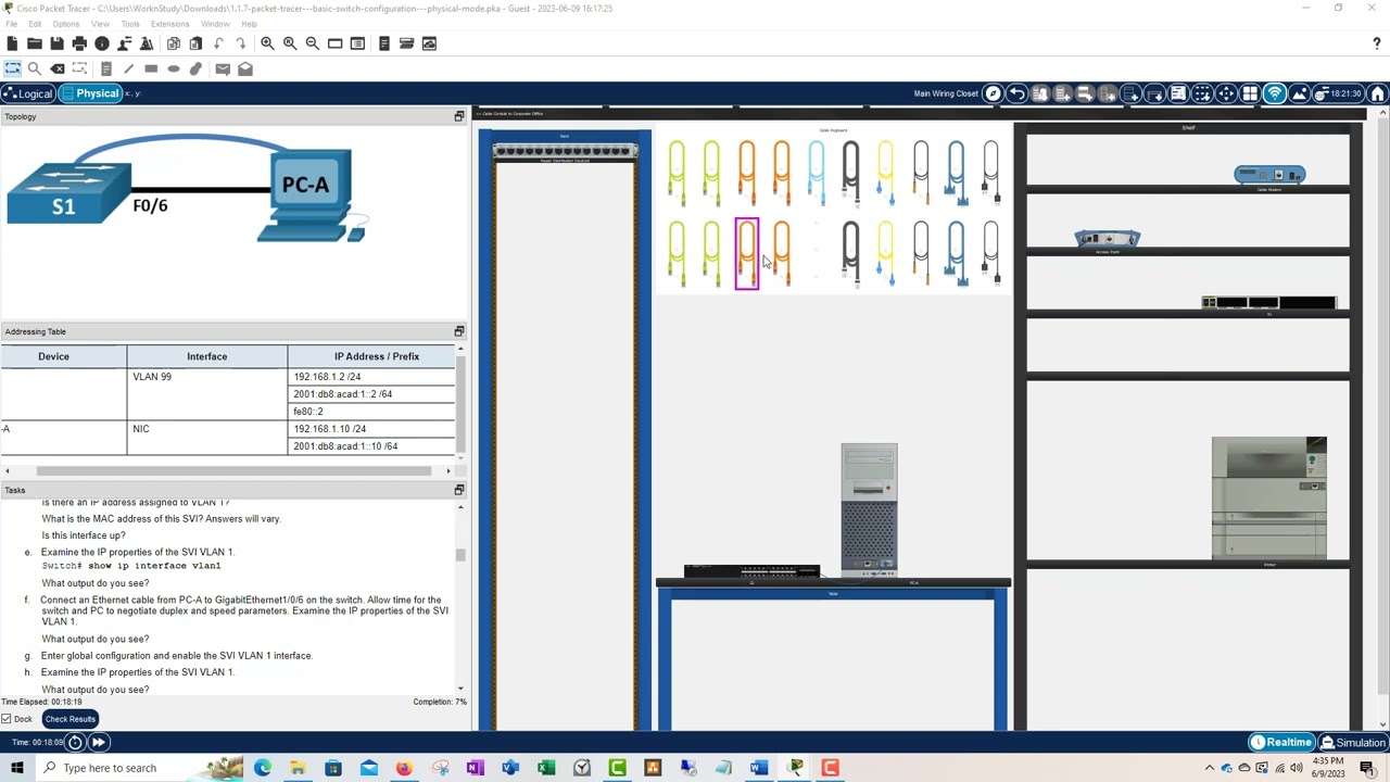 PT Lab 1.1.7 - Basic Configuration
