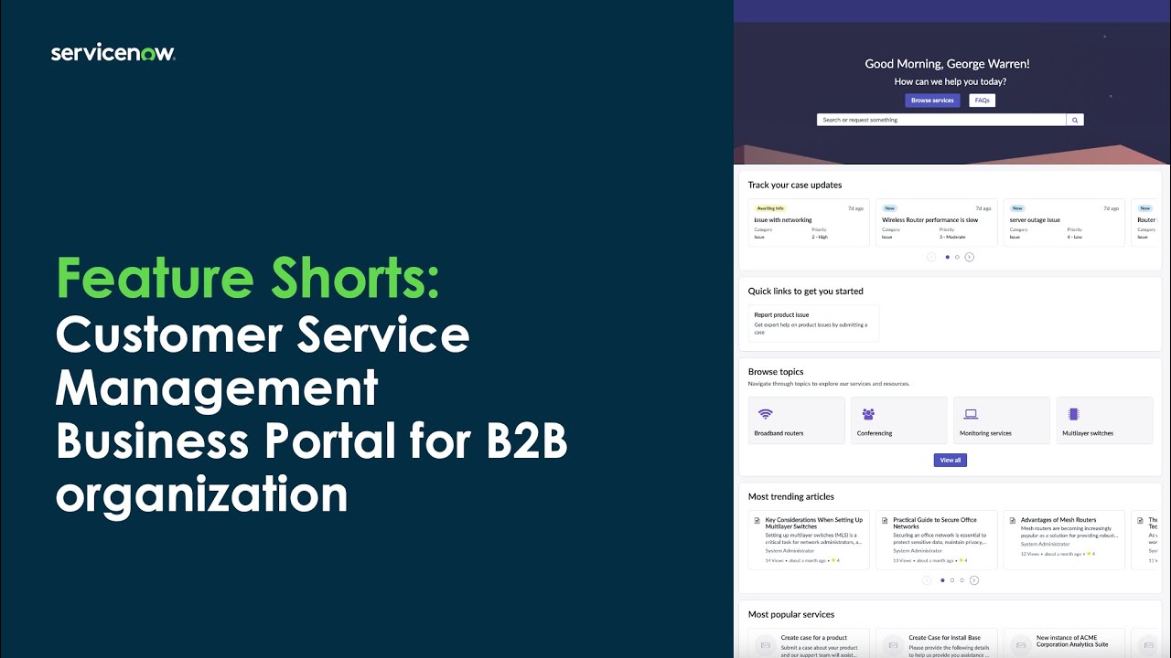 Feature Shorts: Customer Service Management: Business Portal for B2B organizations