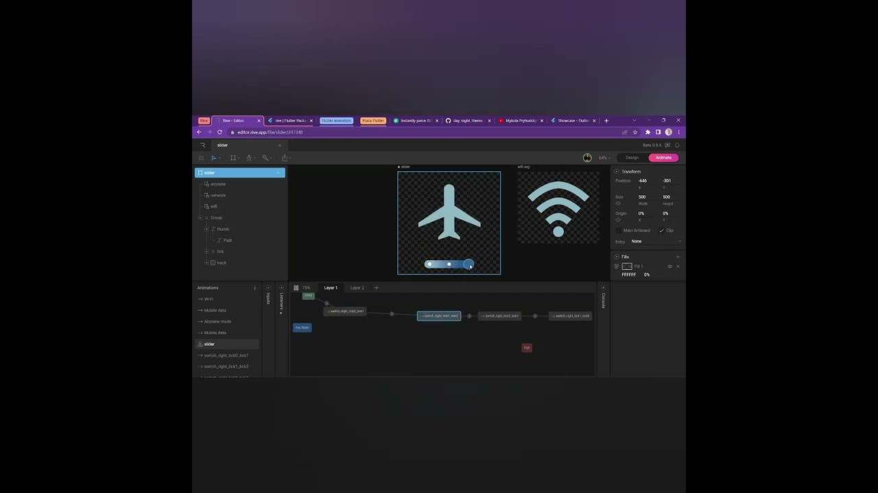 Custom slider animation with Rive