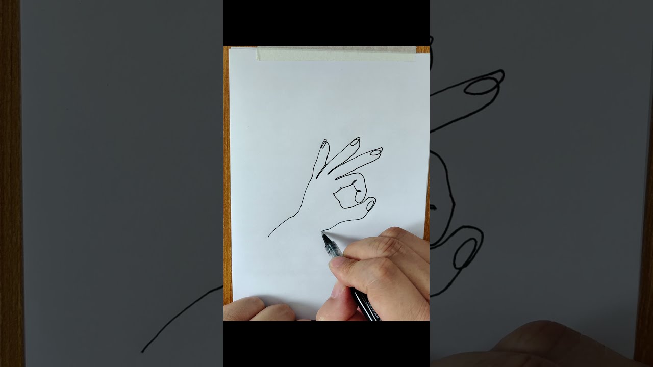 How to one line drawing hand showing OK gesture