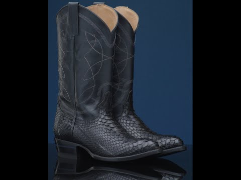 Alvies The 6th Street Men's Python Cowboy Boot in Vintage Limo Black