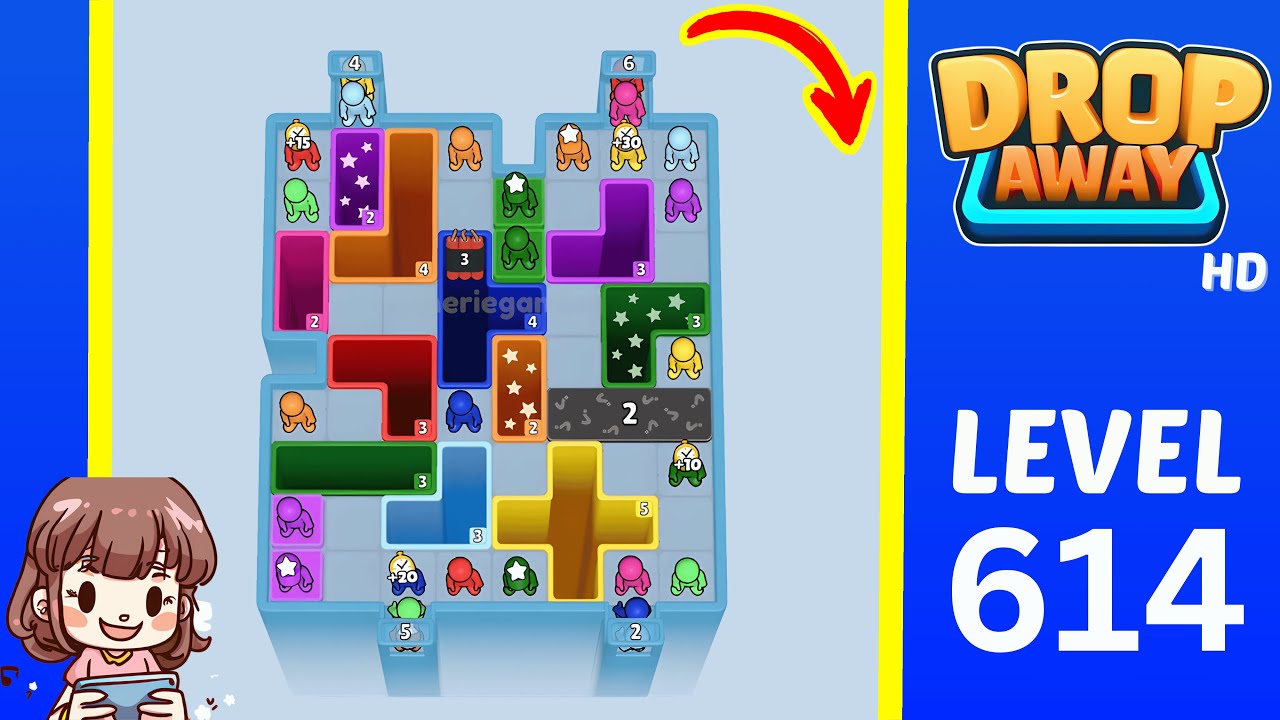 Drop Away Level 614 Solution Walkthrough