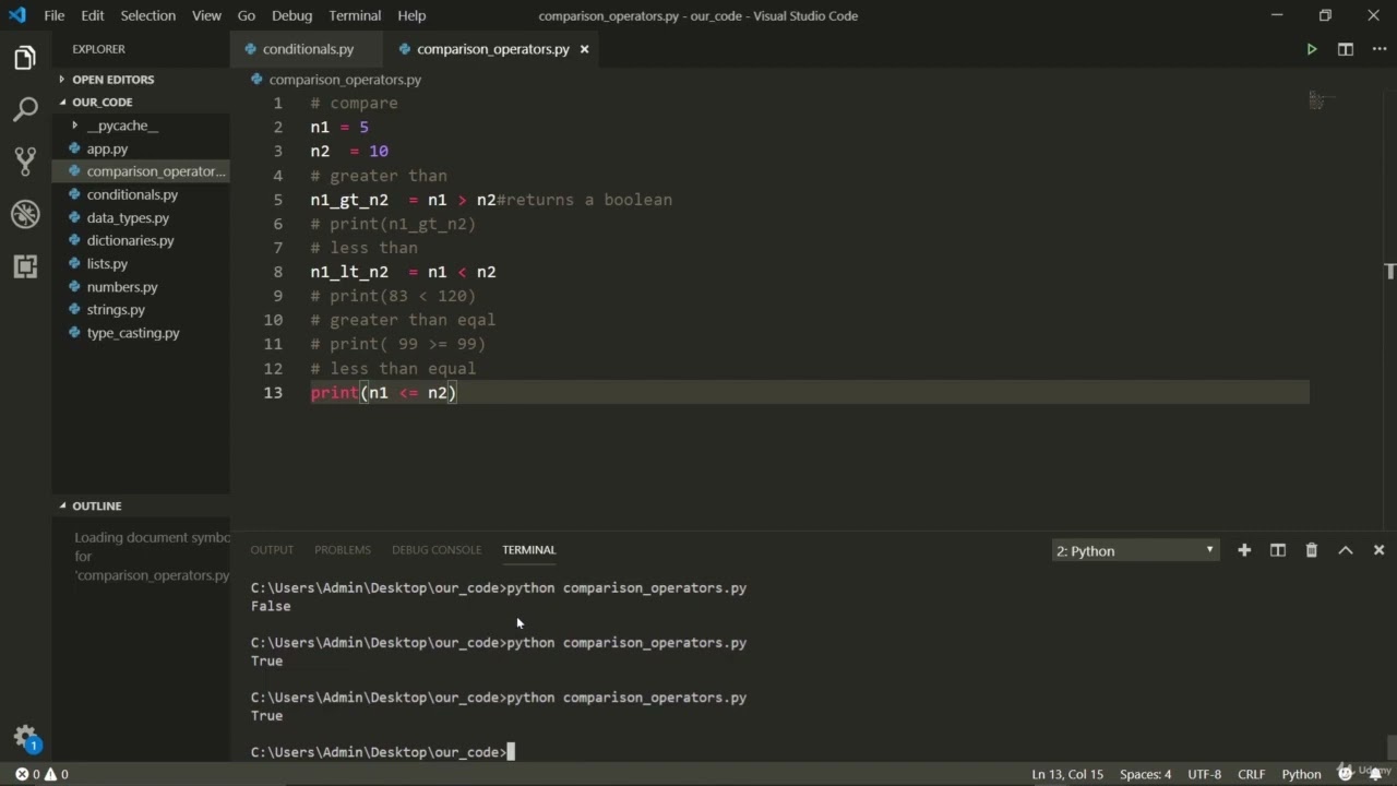 Comparison Operators In Python  | Learn Python Comparison -   Python Course