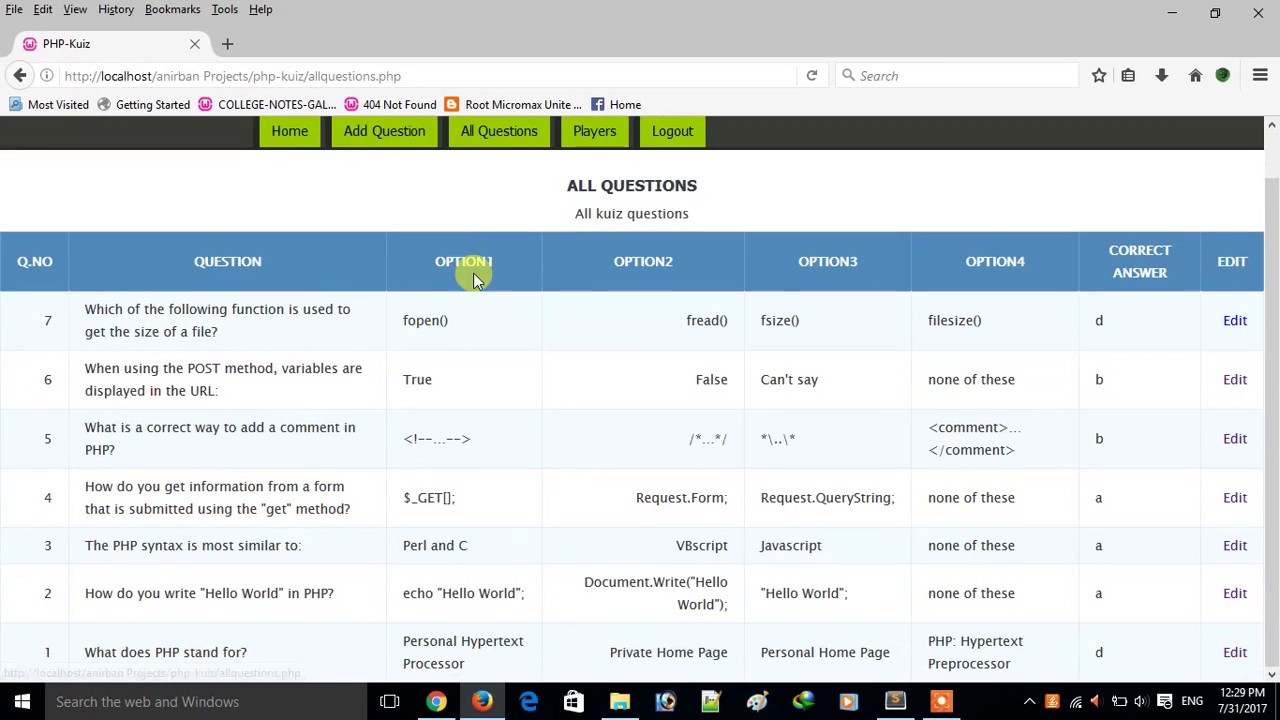 Php Quiz Application Project With Full Source Code