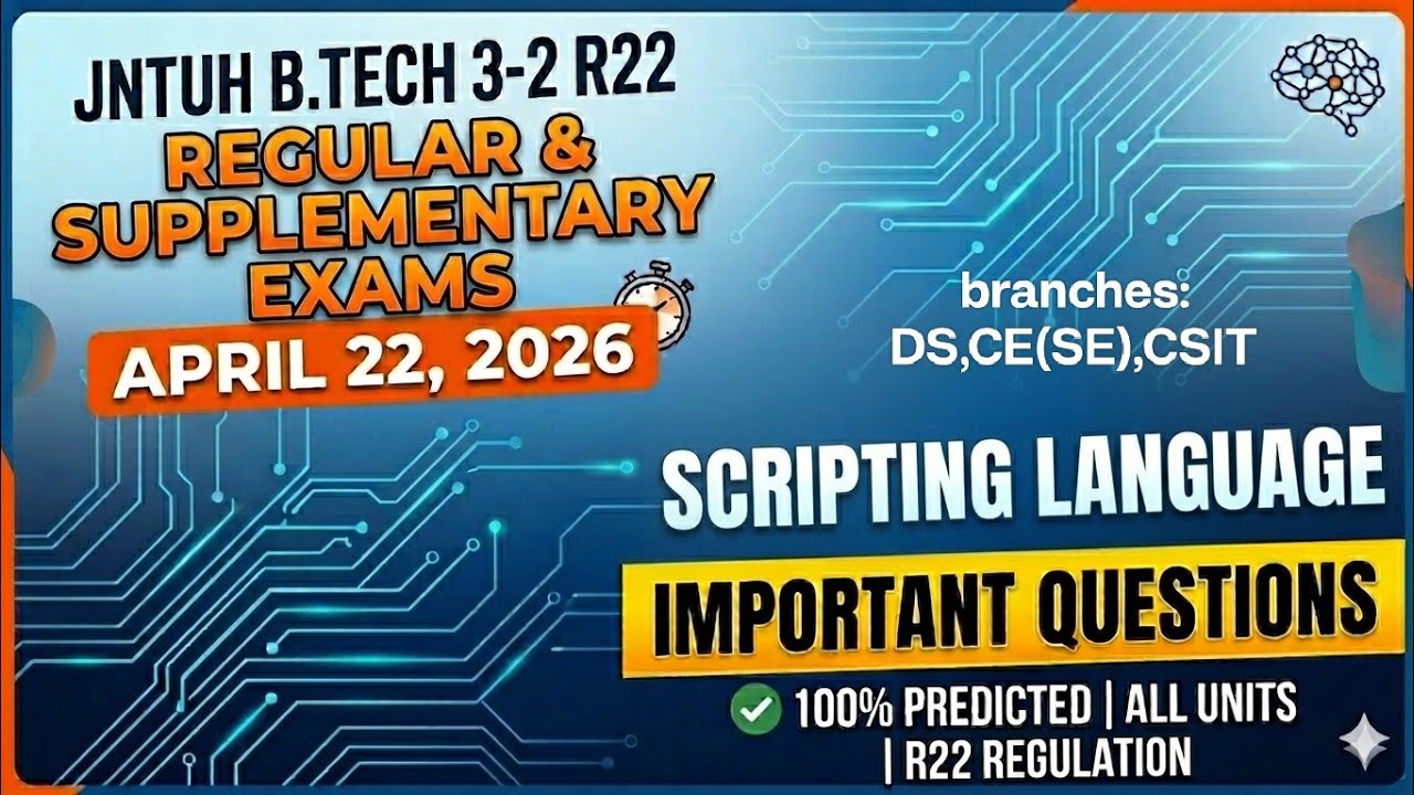 👉JNTUH R22 Scripting Languages Important Questions | B.Tech 3-2 Unit Wise PDF👍🏼