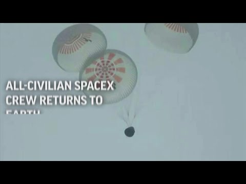 All-civilian SpaceX crew returns to Earth