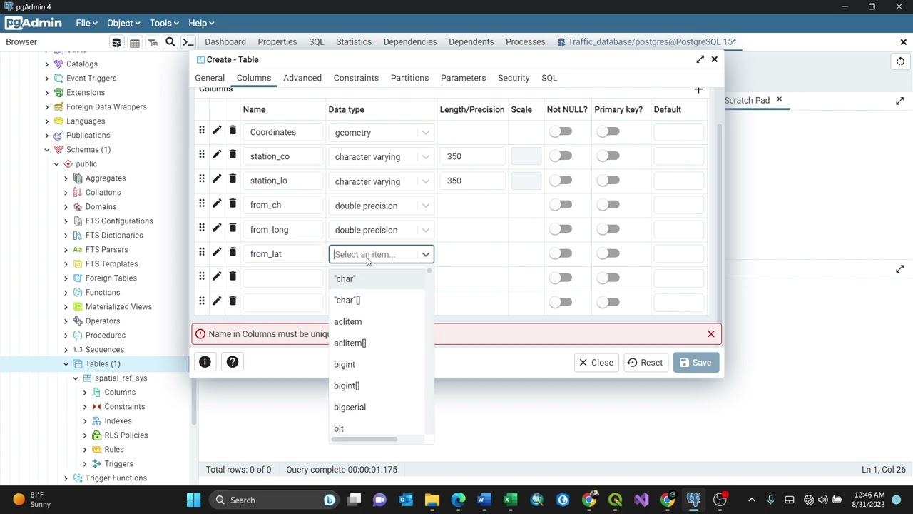 Importing GIS based CSV data in to PostgreSQL using PgAdmin