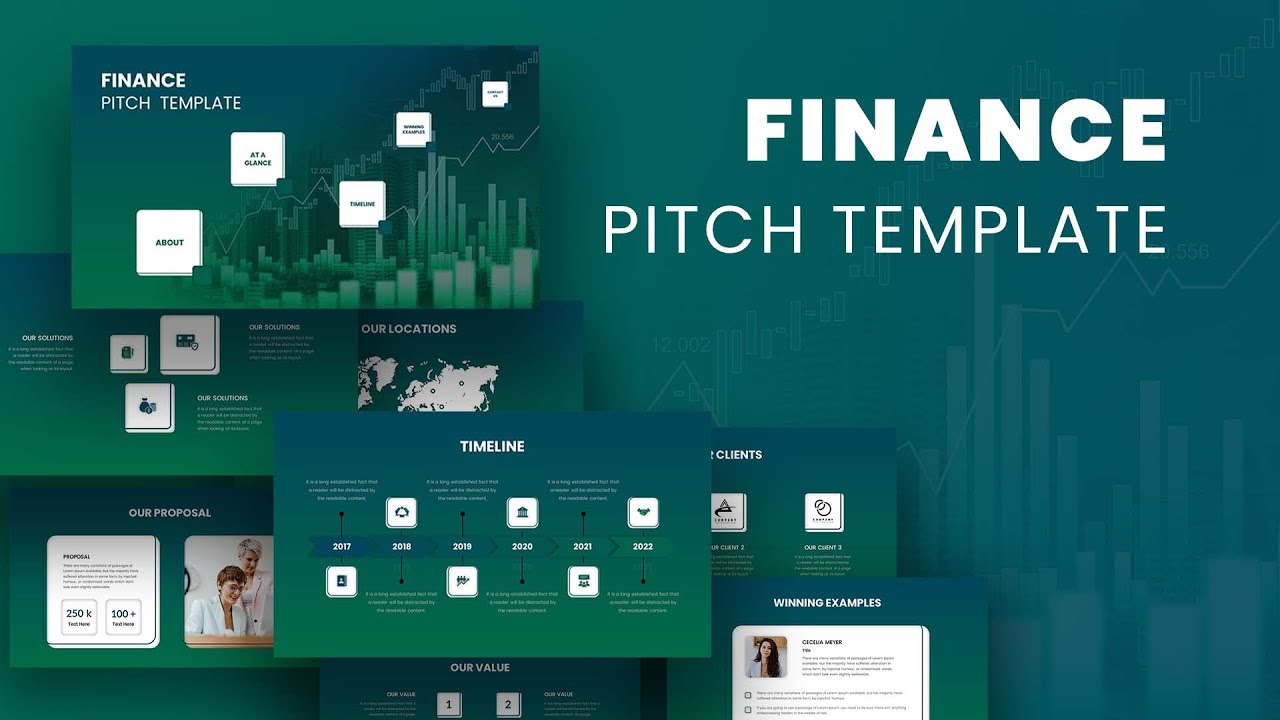 Finance Pitch Deck Template with Prezi-style animation created using PowerPoint