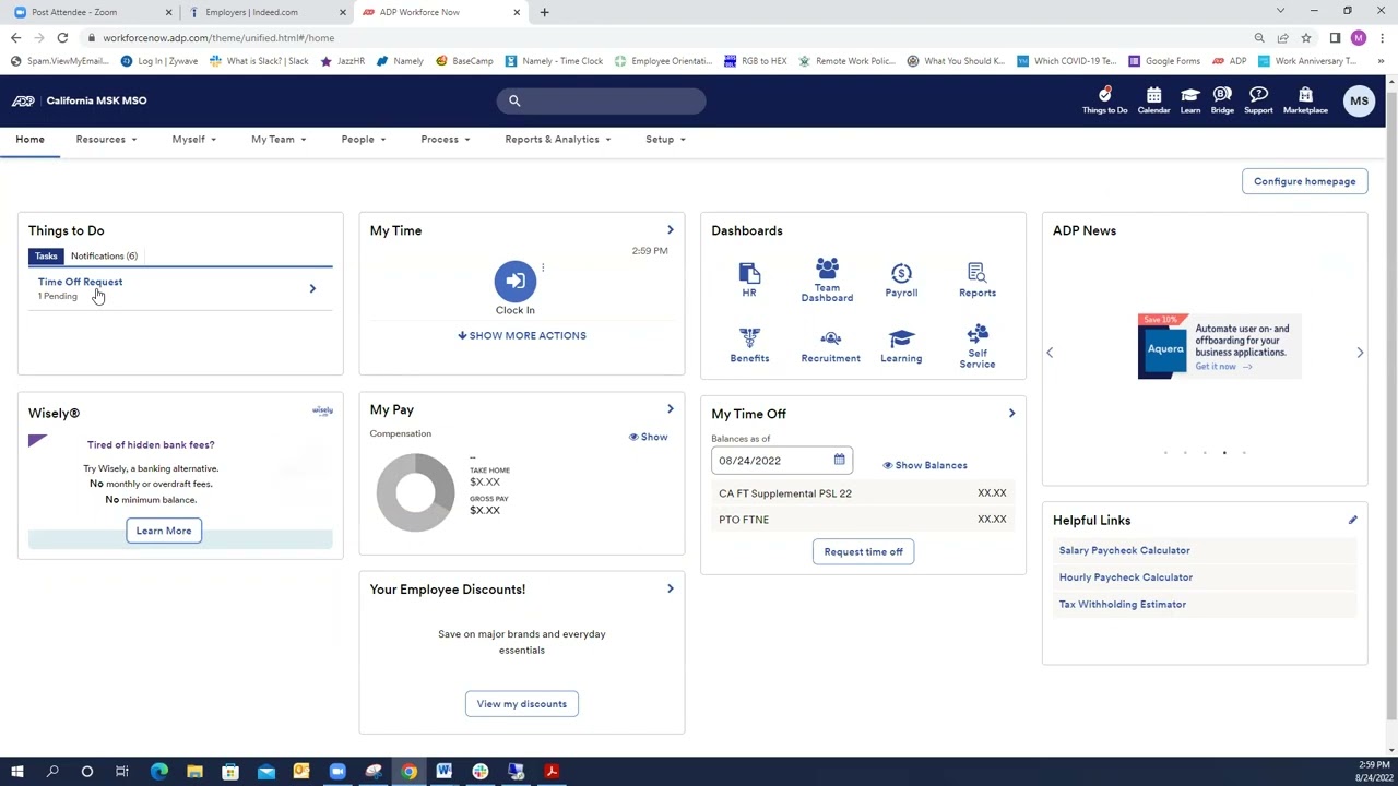 ADP   Approving Time Off Requests Managers Supervisors