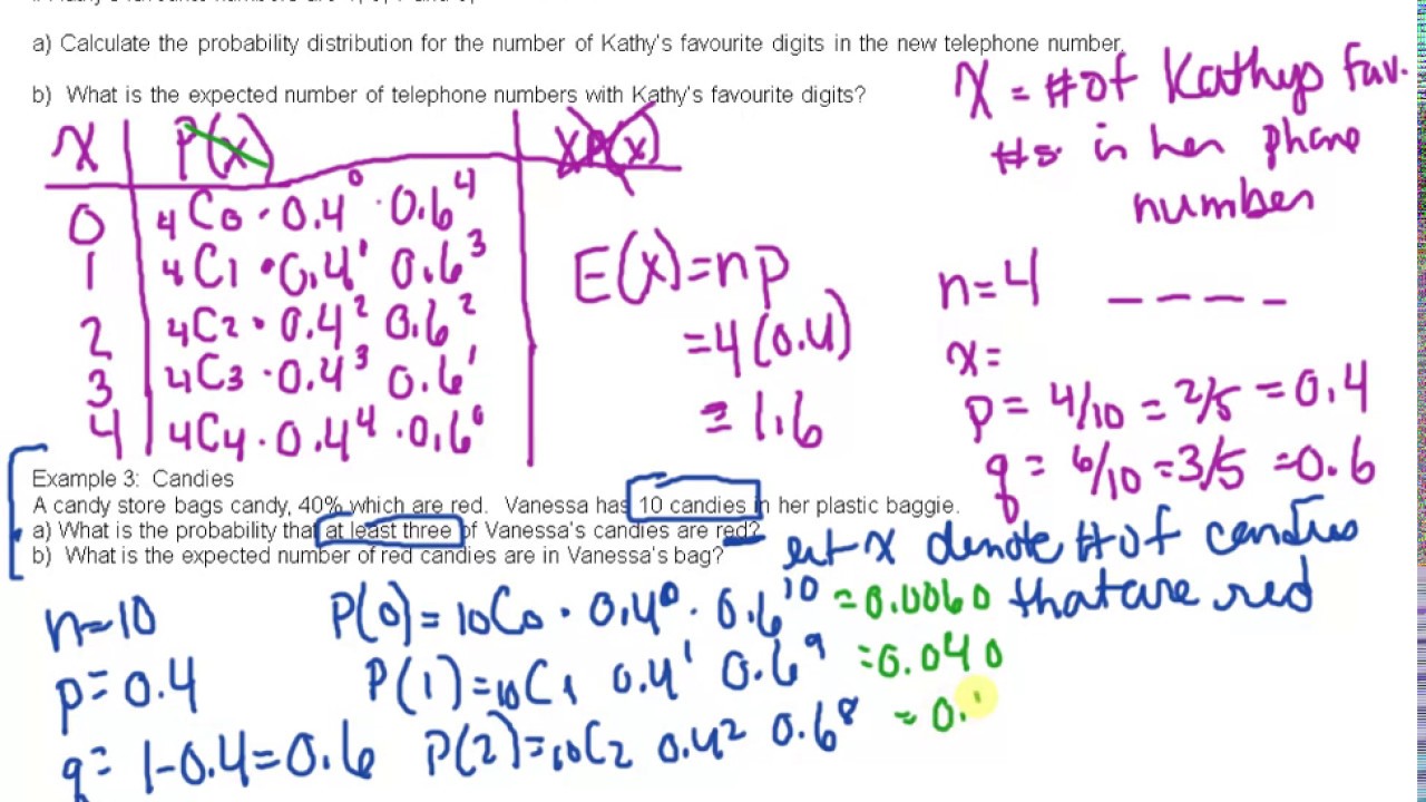 MDM4U 7.2 Binomial Distributions Video 2