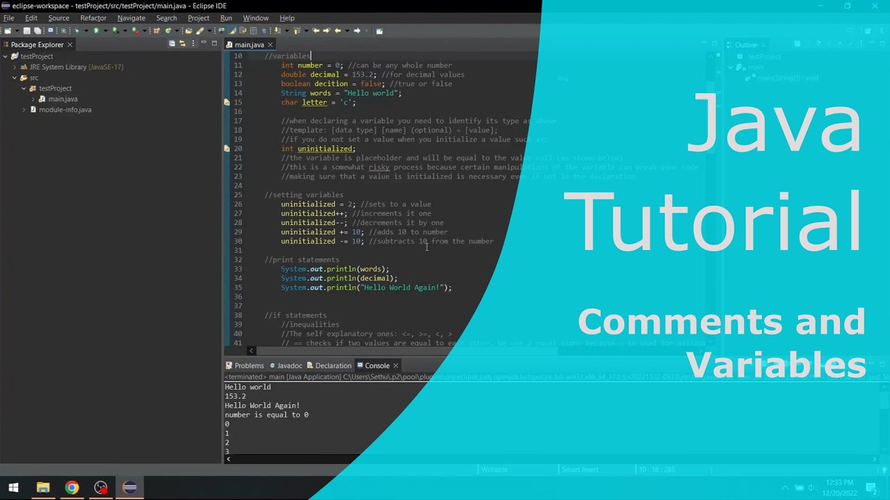 Beginner Java Tutorial Series - Part 1: Comments and Variables