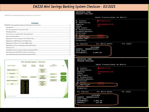 EMZ20 ZOS PC Mini Savings Banking System Development Checkcon