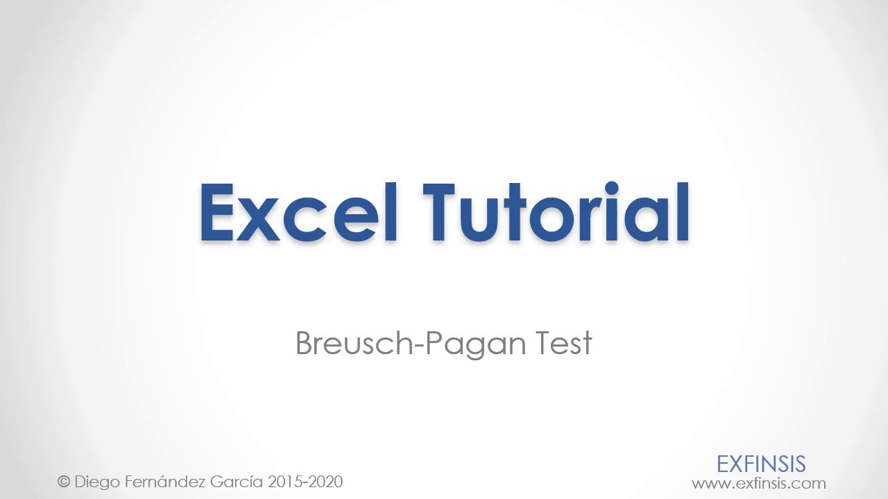 Excel Tutorial. Breusch-Pagan Test