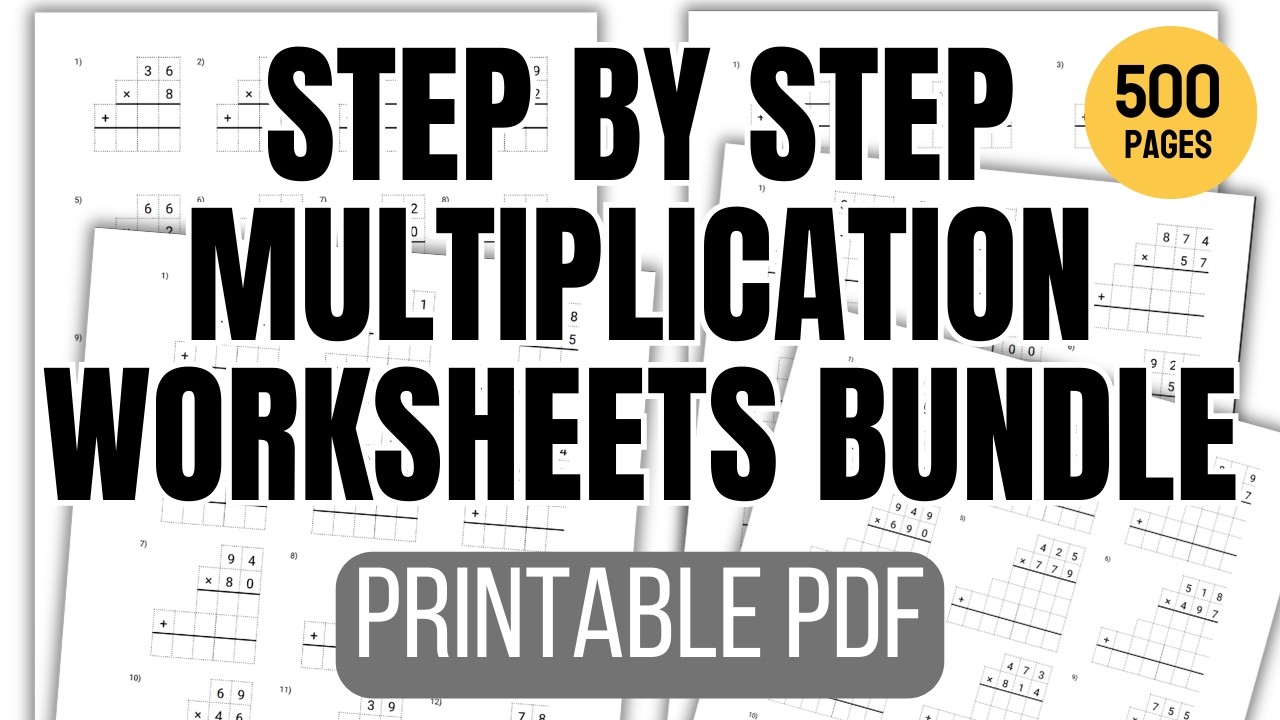 Step by Step Multiplication Worksheets Bundle Printable PDF
