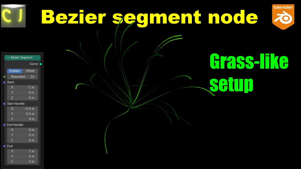 Grass-like setup using Bezier node - Blender 4.2 Geometry node Tutorial