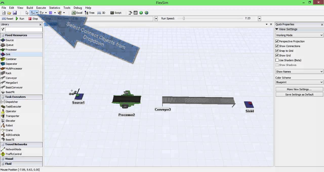 Creating your first model in Flexsim