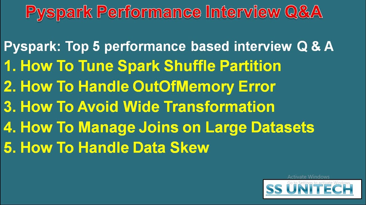 10. pyspark performance tuning interview questions and answers | top 5 pyspark performance killers