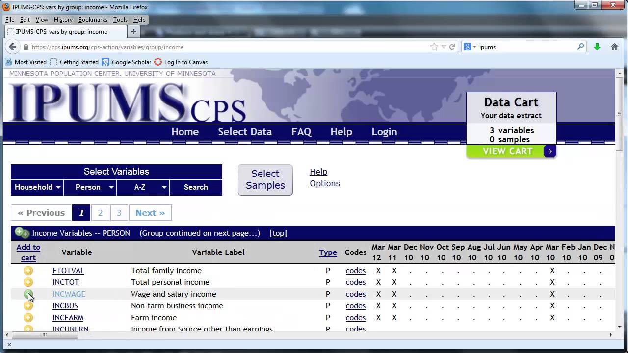 IPUMS 2: Creating a Data Extract