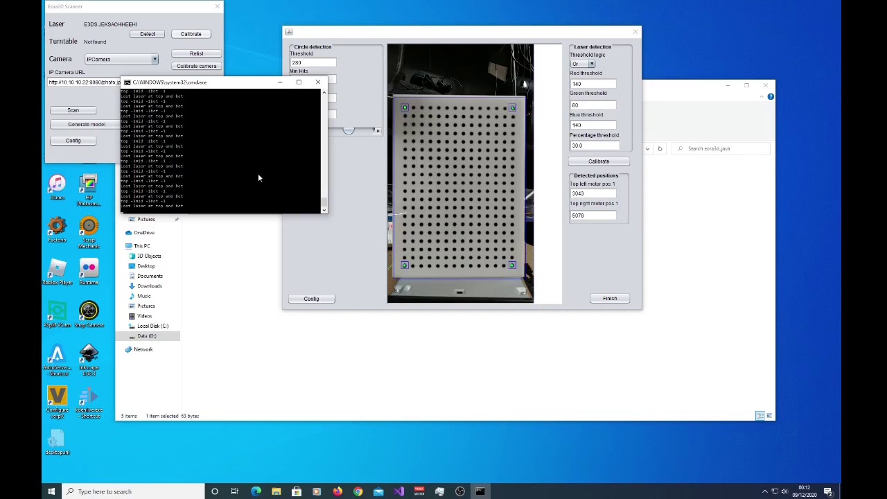 Eora3D Java Windows 10 App first pass calibration tutorial