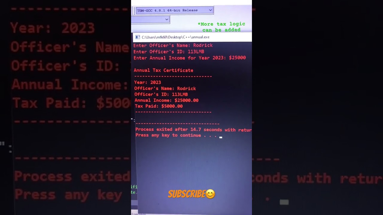 annual tax IDE dev c++ #cppprogramming