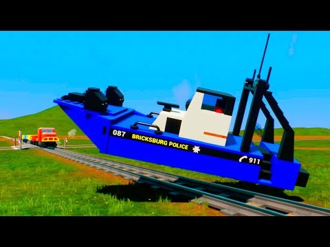 Can Police Boat Stop Color Lego Train in Bricksville - Color Trains