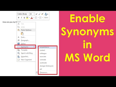 How To Enable Synonyms in MS Word