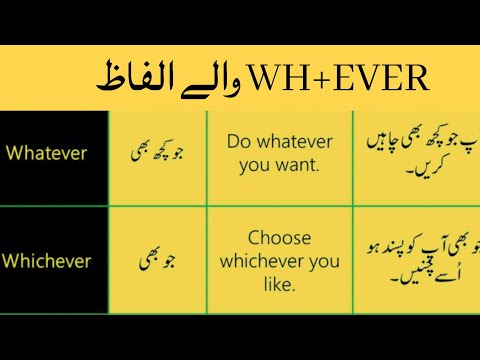Daily Use Short Sentences With Urdu Meaning/Use of Whatever, Whichever, However, Whomever