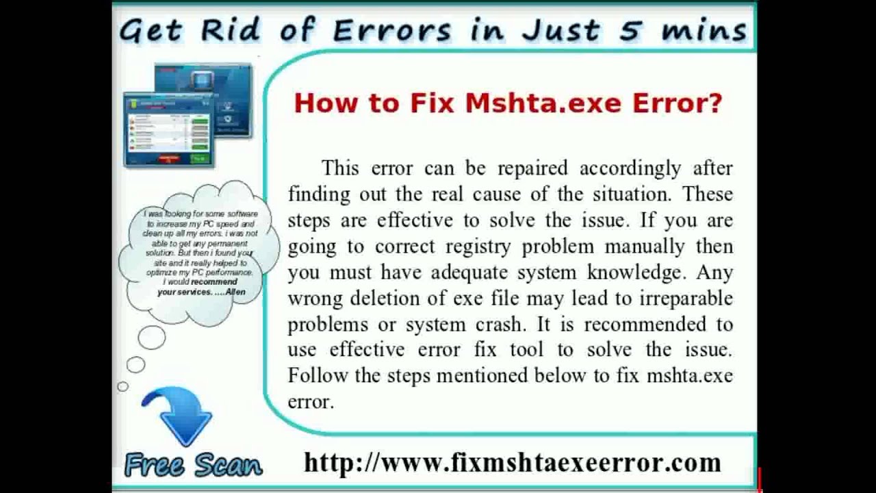 Fix Mshta.exe Error in Few Clicks Only