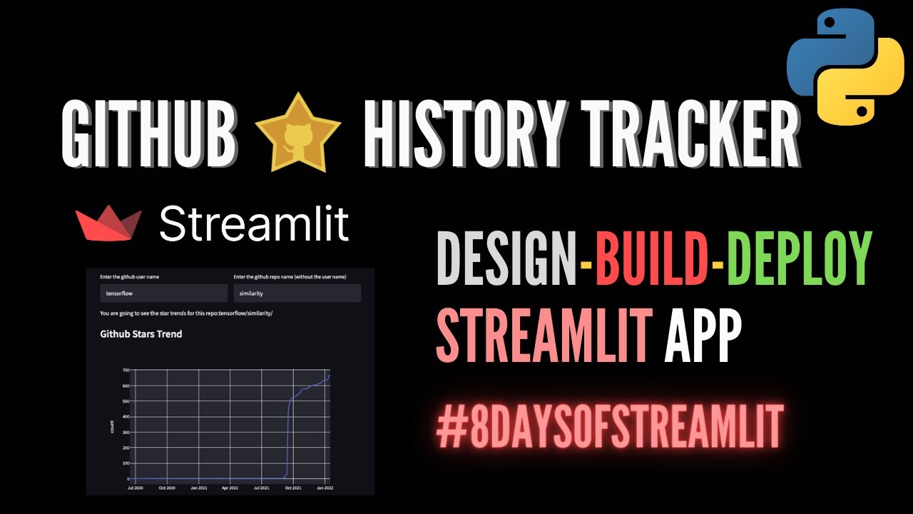 Github Star History Tracker in Python - End-to-End Streamlit Tutorial #8daysofstreamlit Day5
