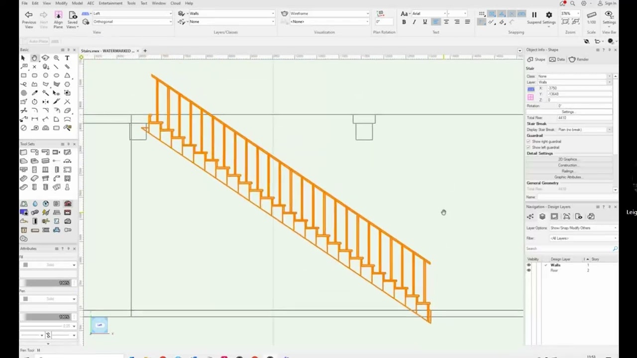 Vectorworks 2025  Stair and railing tools