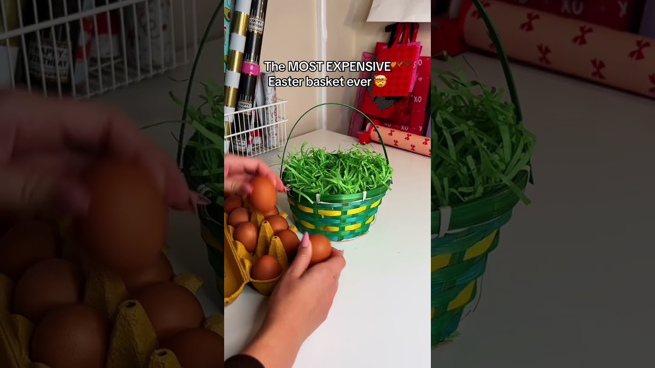 Organic eggs?! In this economy?? 🐣 #easterbaskets #easter2025 #giftideas #eggprices #gabbysgiftguide