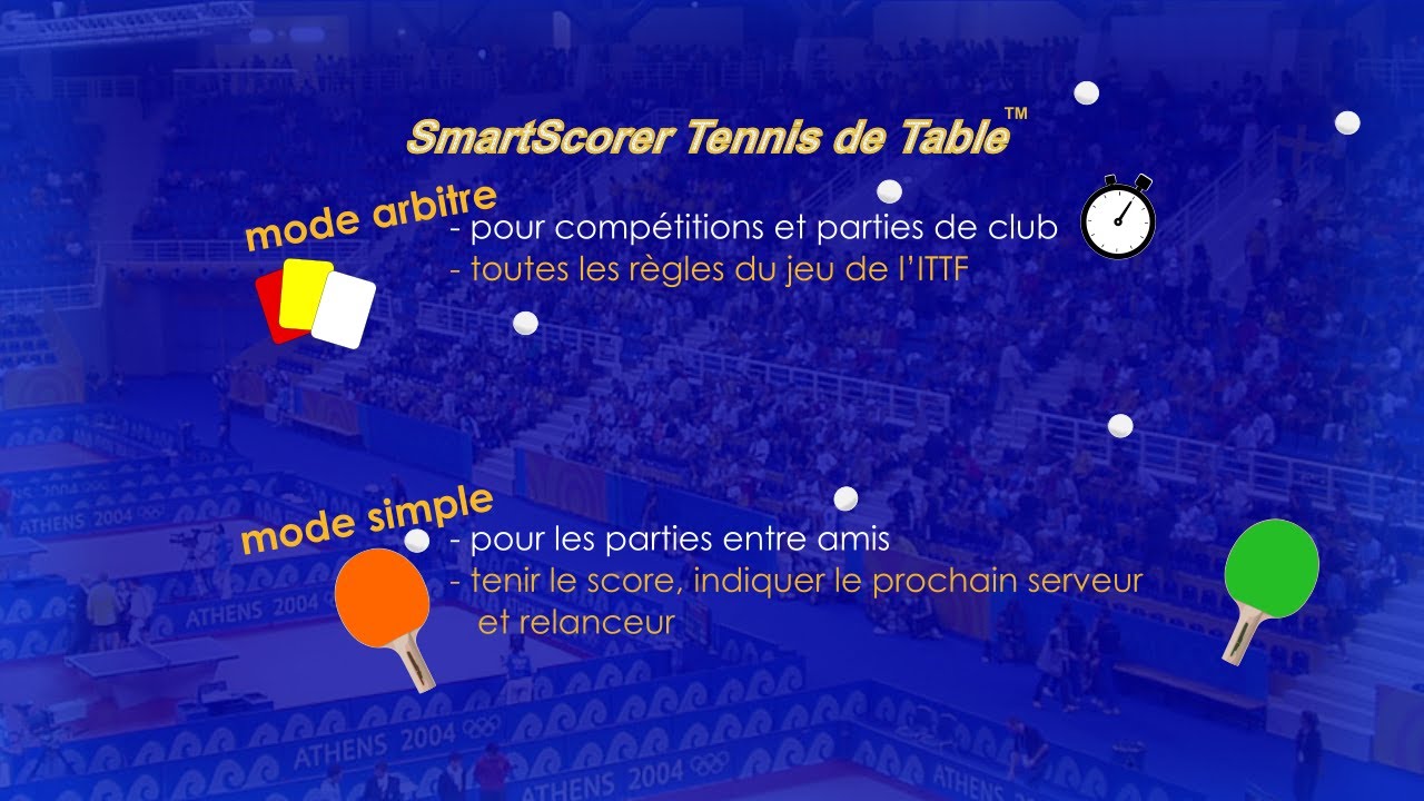 Application SmartScorer Tennis de Table