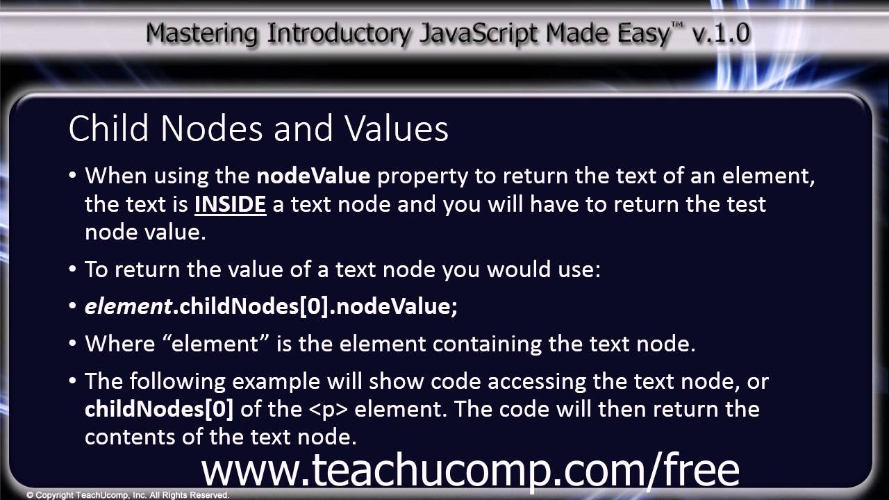 JavaScript Training Tutorial Child Nodes and Values