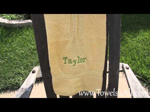 Embroidered Personalized Colored Bath Towel -video demo