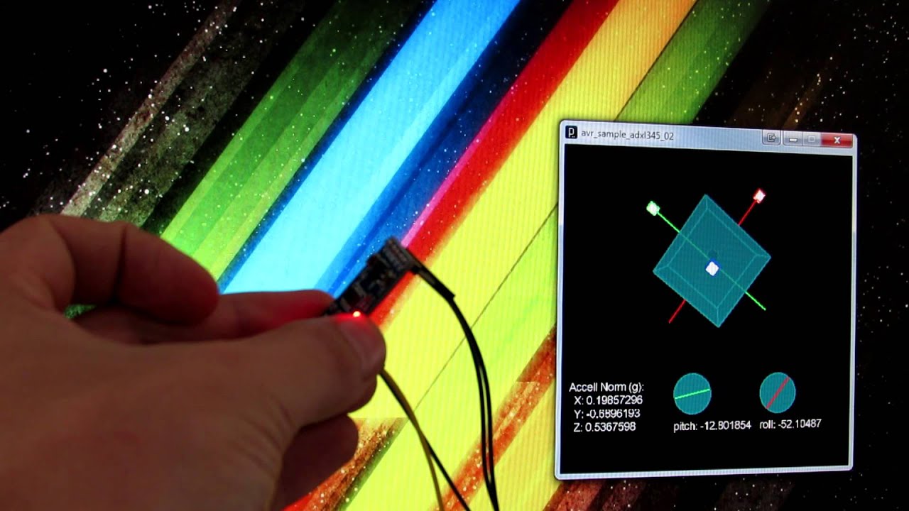 AVR Atmega ADXL345 accelerometer library + processing visualizzation