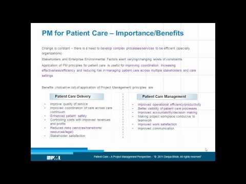 Patient Care -- A Project Management Perspective