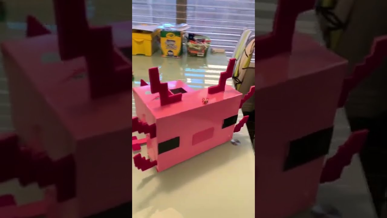Minecraft Pink Axolotl Valentine Box 💕 #shorts