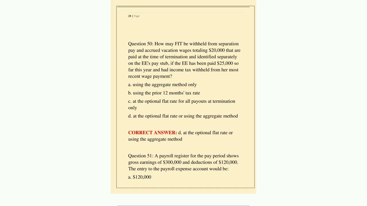 The Payroll Source CPP Practice Exam Latest Update Actual Exam 100 Questions and 100% Verified Corre