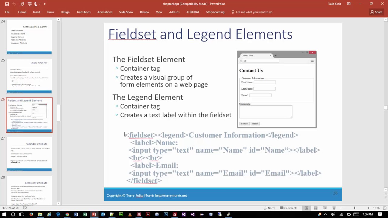 Web Programming 1 - Chapter 9 Part 2 - Fall 2016