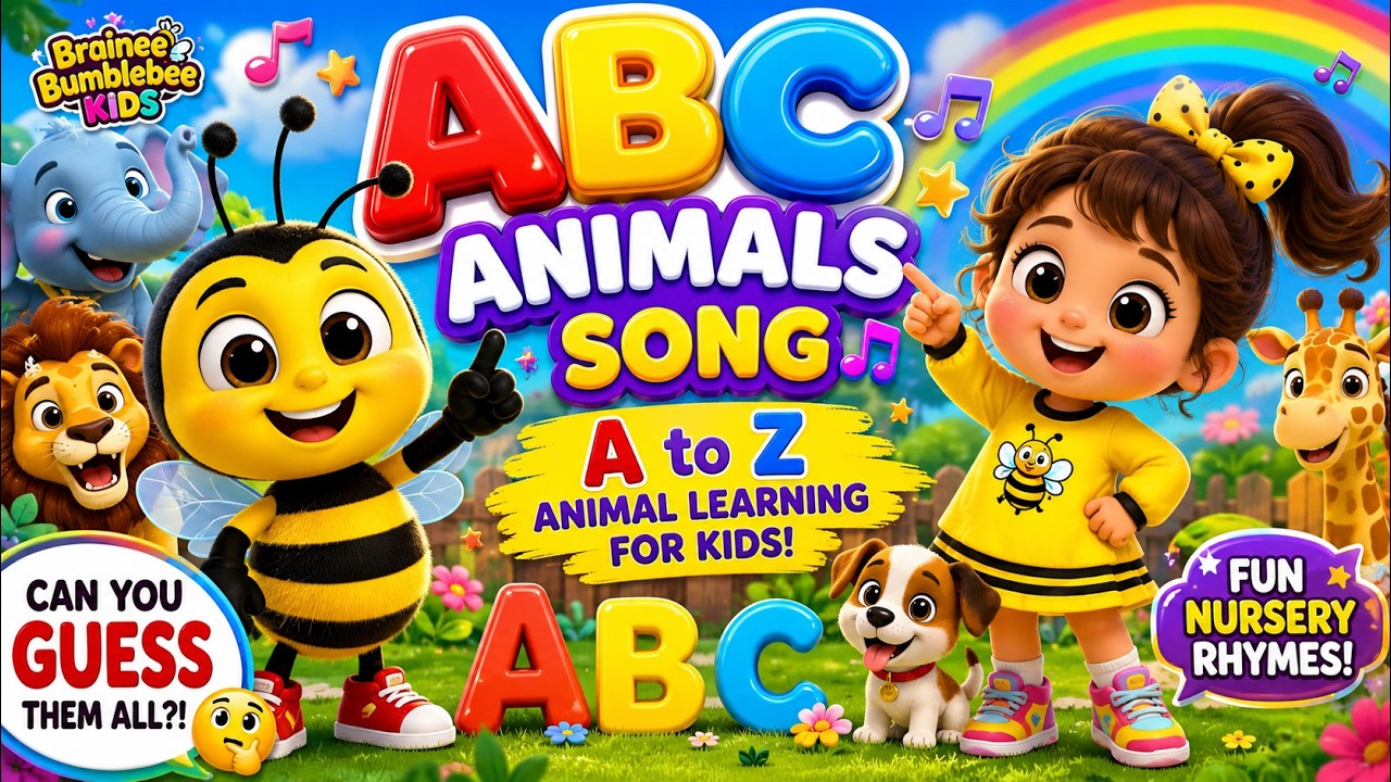 ABC Animals Song 🐝 A to Z Animal Learning for Kids | Can YOU Guess Them All?! 🌈