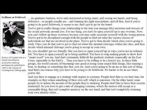 Goffman on Fieldwork (1974)