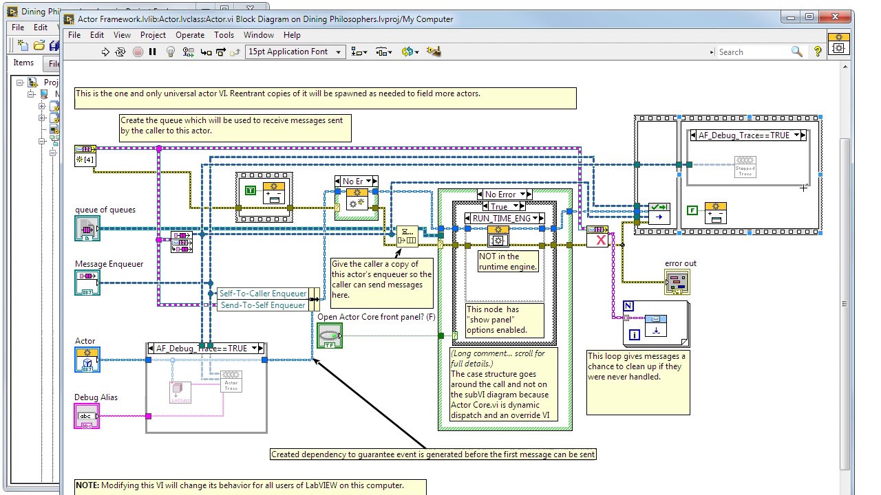 LabVIEW actors: debugging