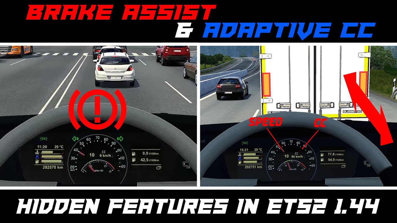 EMERCENCY BRAKE ASSIST & ADAPTIVE CC! - HIDDEN Features in ETS2 1.44 | ETS2 1.44 Open Beta