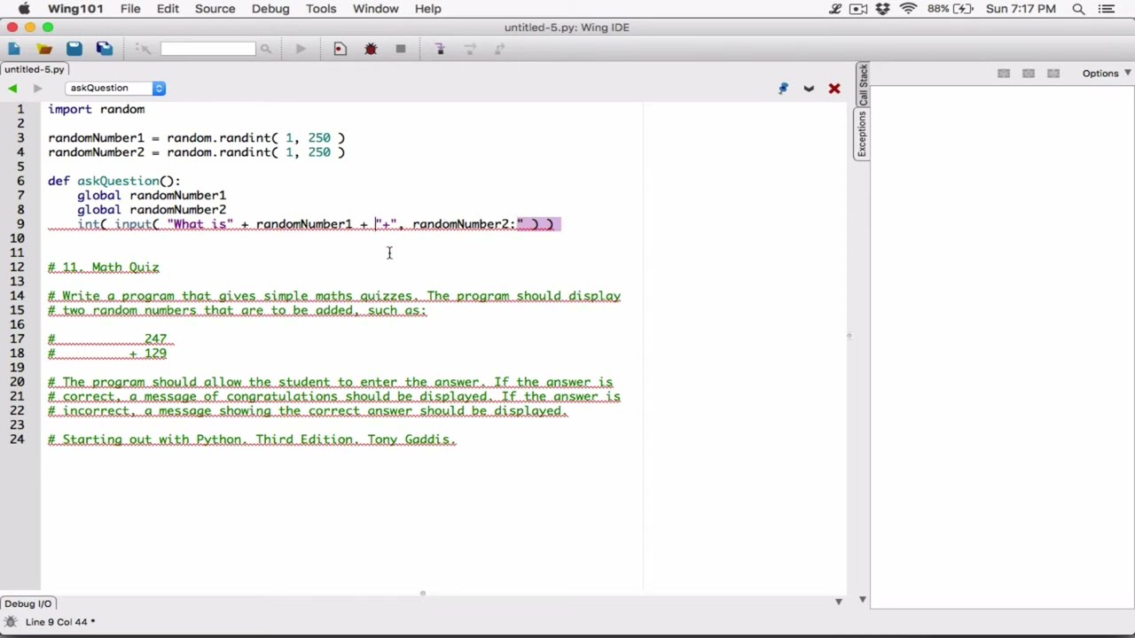 5.11. (Part 1) Math Quiz - Python