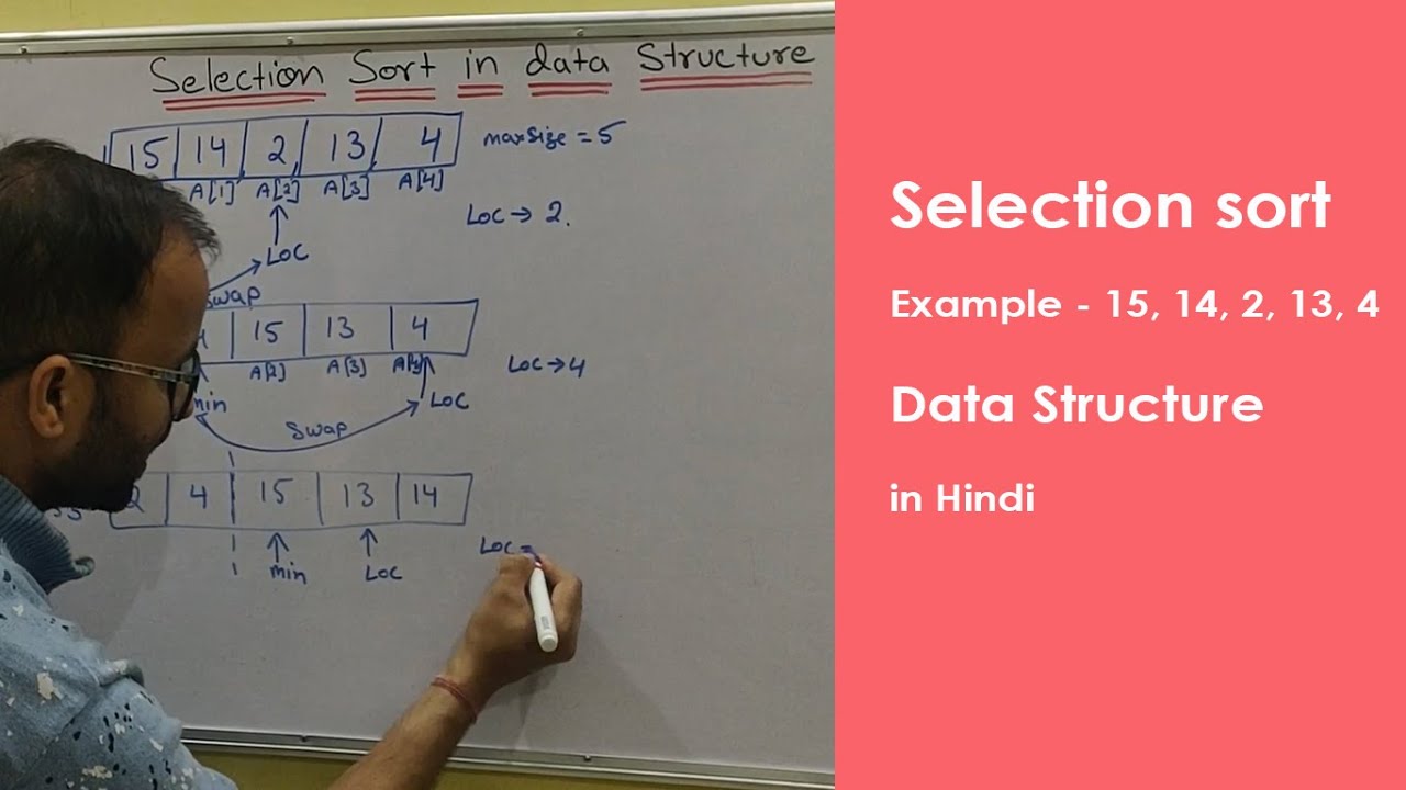 Selection sort example in data structure | in Hindi | Sorting types