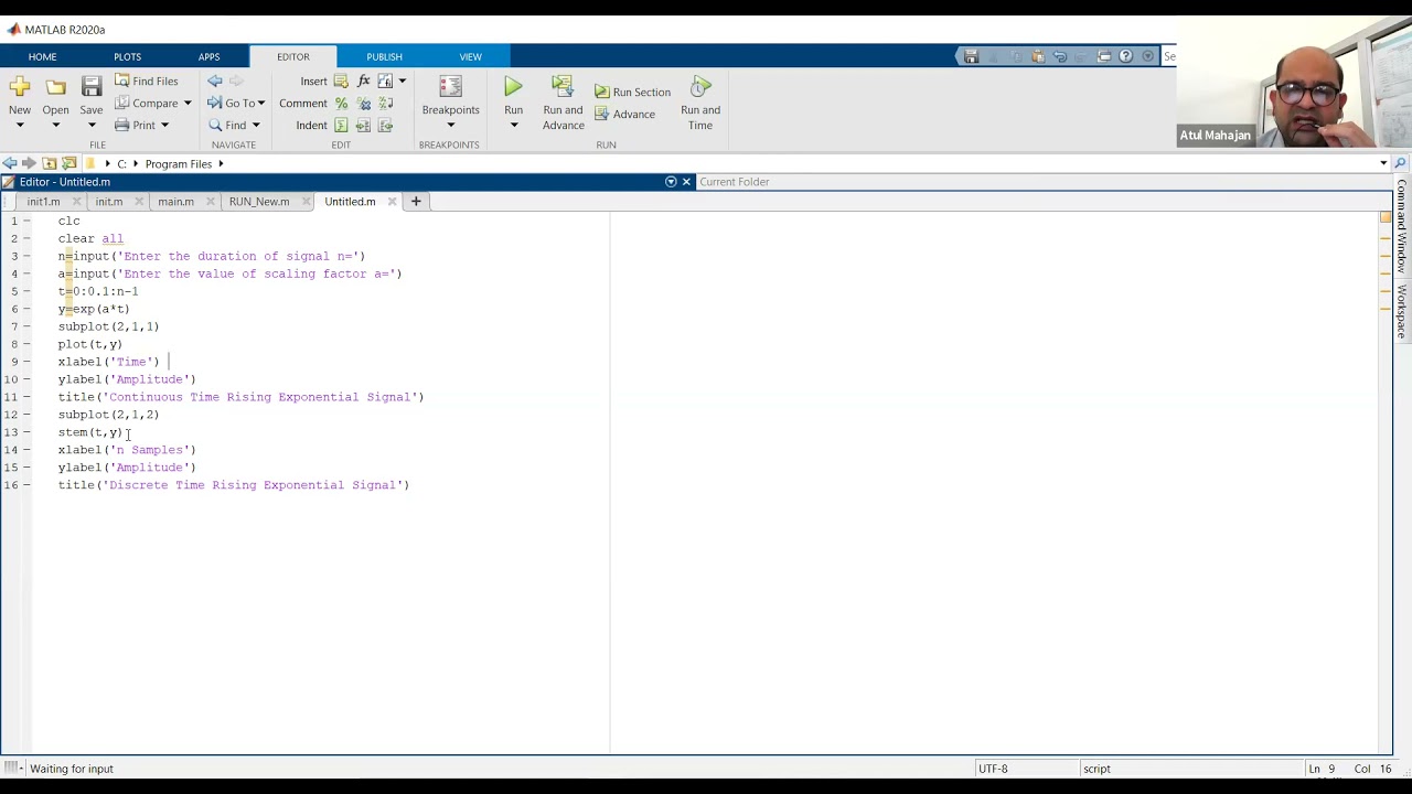 rising exponential functions using matlab