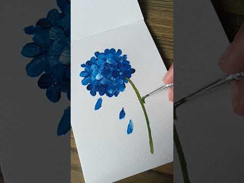 Acrylic painting tutorial for beginners / Blue hydrangea #art  #hydrangeas #acrylicpainting #artist